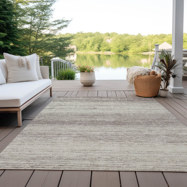 Langley Street Malek Abstract Machine Woven Polyester Indoor / Outdoor Area Rug in Gray | Wayfair